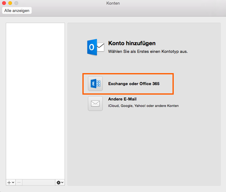 Automatische Konfiguration Outlook 2016 für Mac (1288)